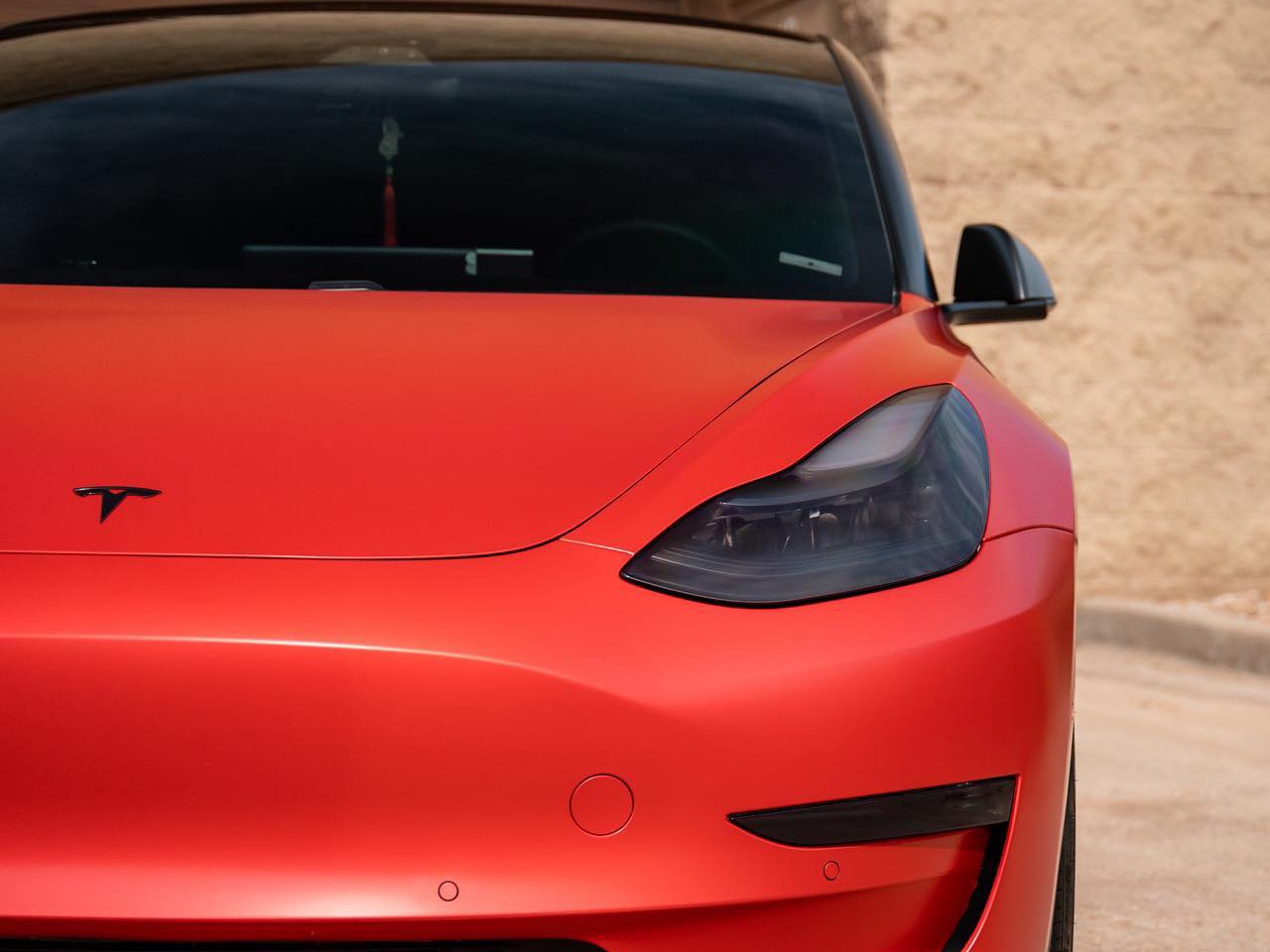 Tesla Model 3 Satin Smoldering Red Wrap Mile High Customs